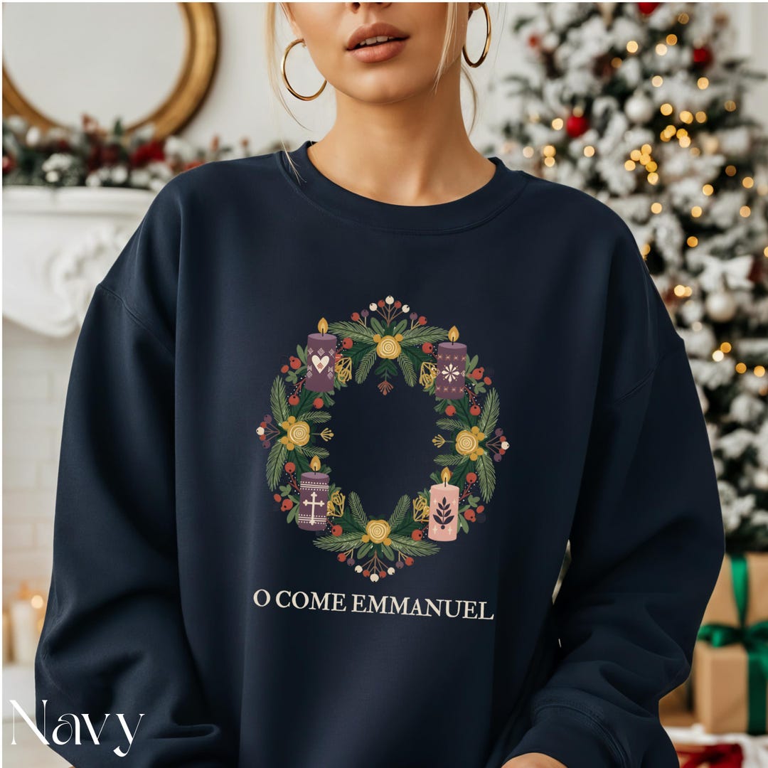 Catholic Advent Wreath Sweatshirt, O Come Emmanuel Sweater, Christian ...