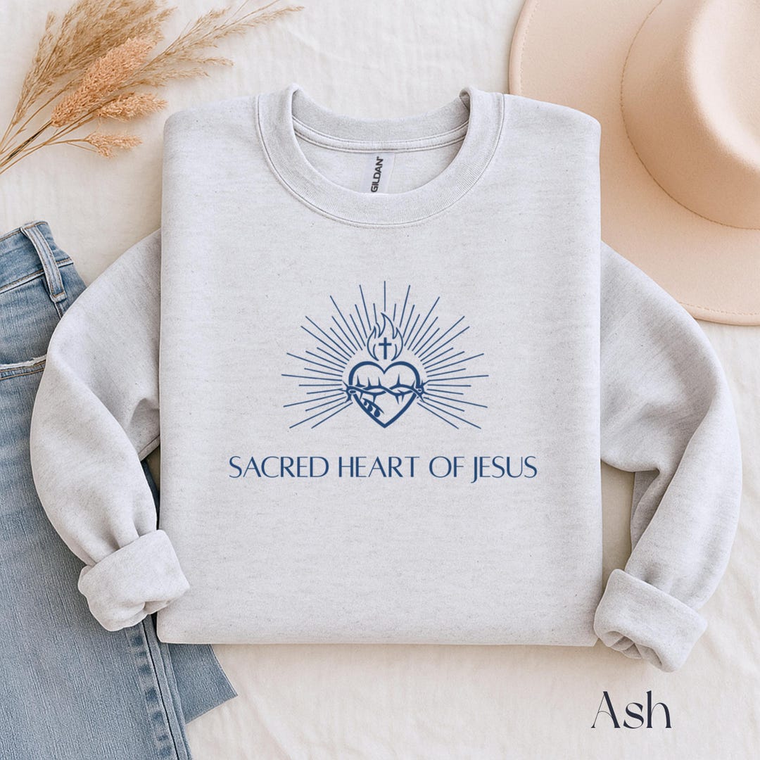 Sacred Heart of Jesus Sweatshirt, Catholic Sweater, Christian Jesus ...