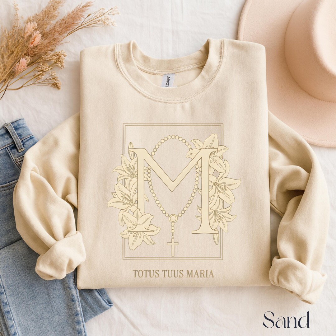 Catholic Blessed Mother Latin Sweatshirt, Totus Tuus Maria Sweater ...