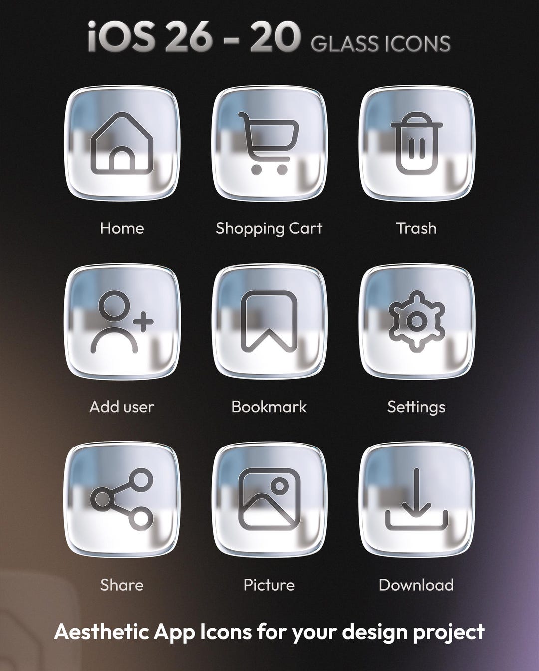 20 Aesthetic Ios 26 Glass Icons – Minimal 3D Transparent App Icons for ...