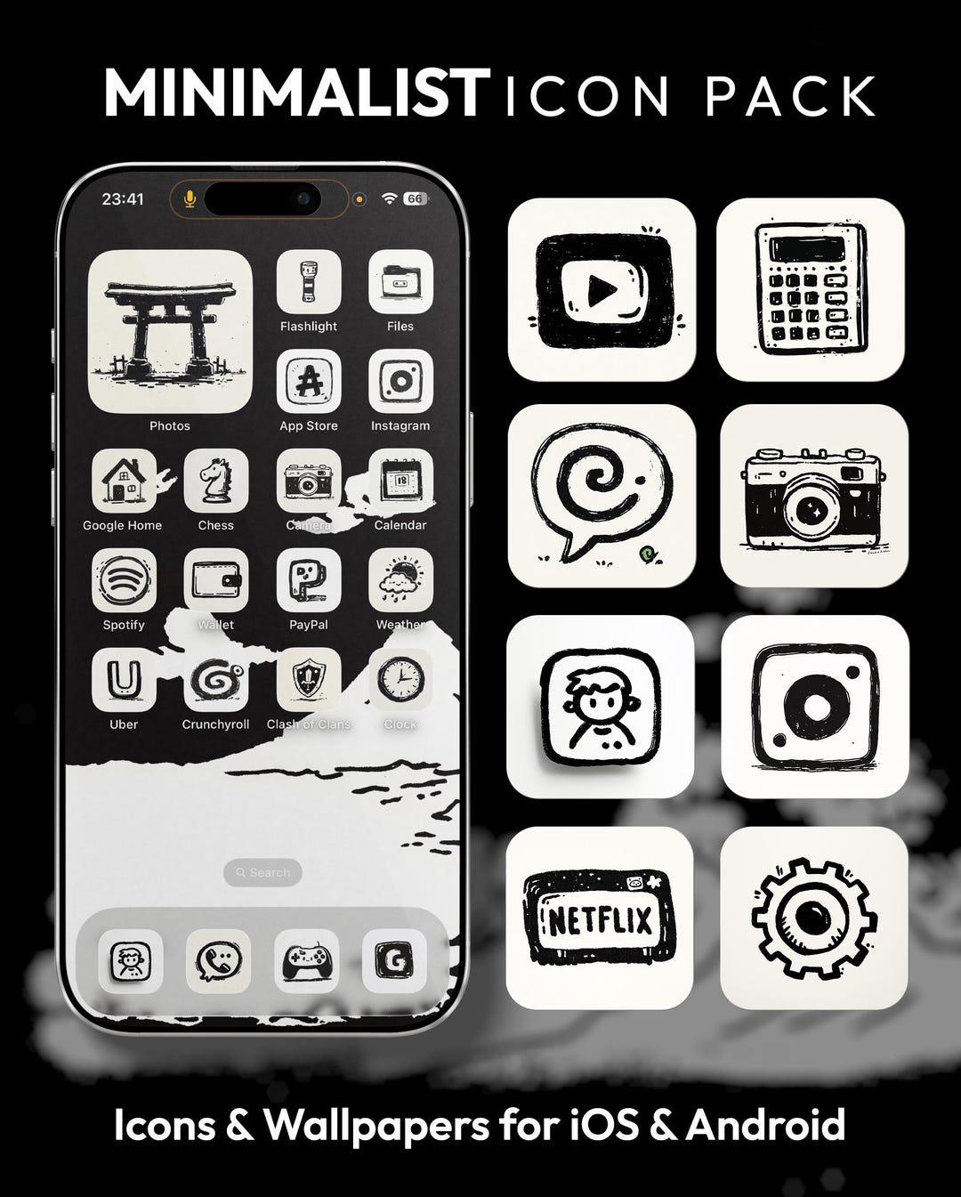 Minimal Elegant Black & White App Icons Modern Clean Aesthetic Icons ...