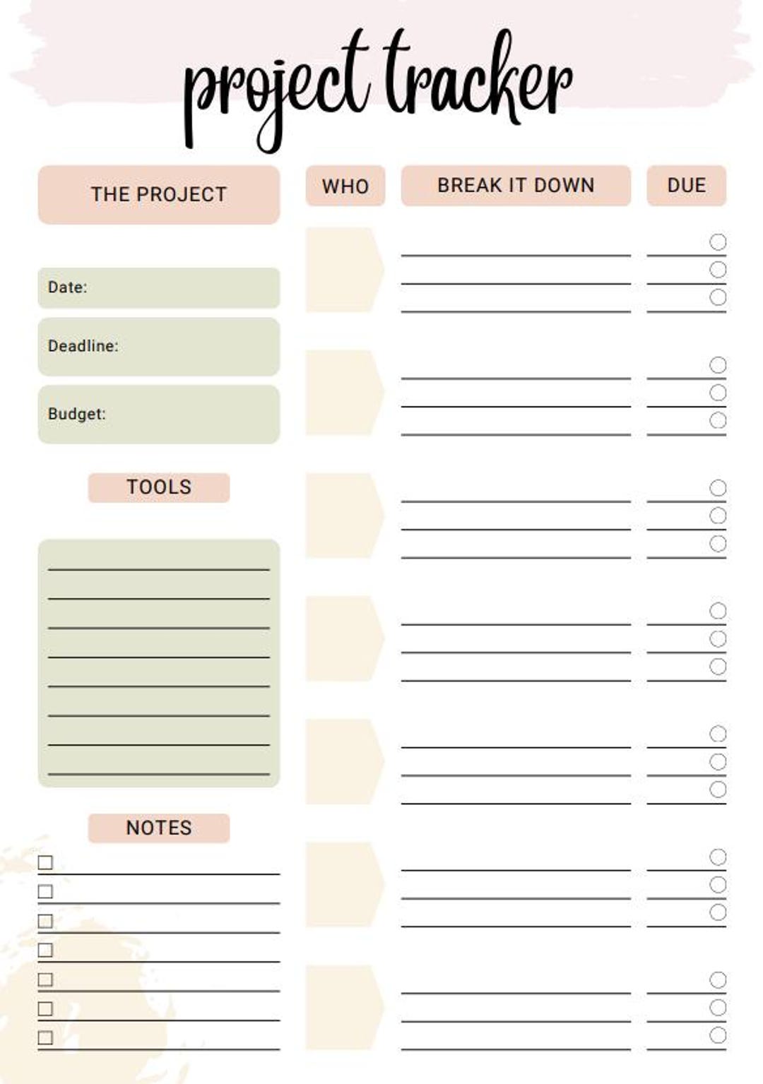 Project Planner Template | Digital Download PDF | Printable Project ...
