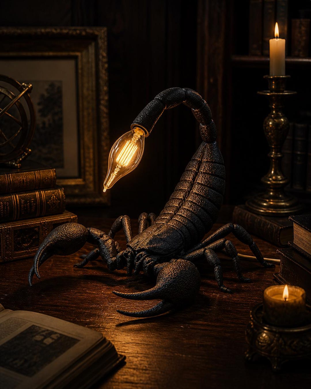 Handmade Scorpion Shaped Desk Lamp - Gothic Home Decor With Bulb ...