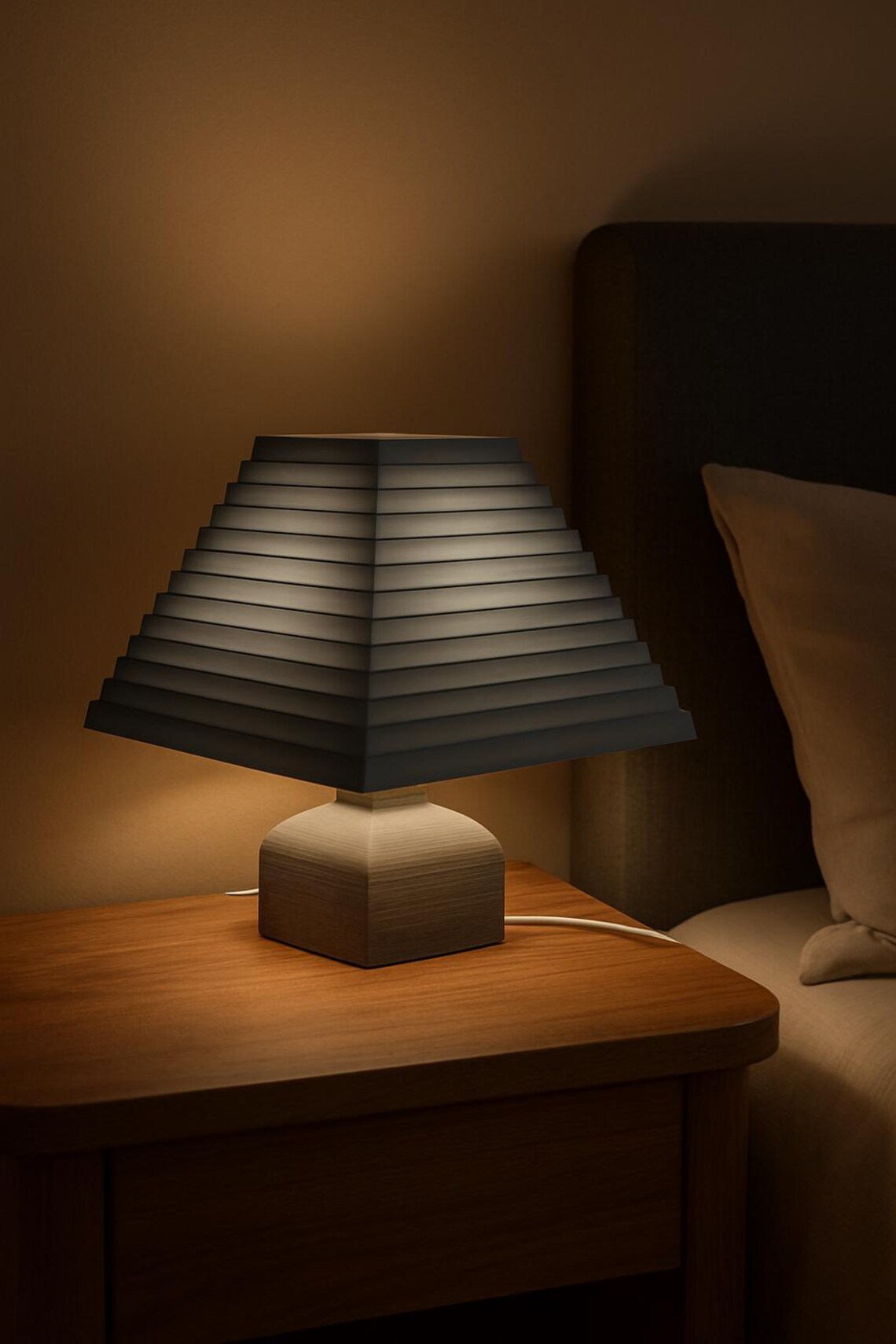 Modern Layered Table Lamp – Minimalist Bedside Lighting - Etsy