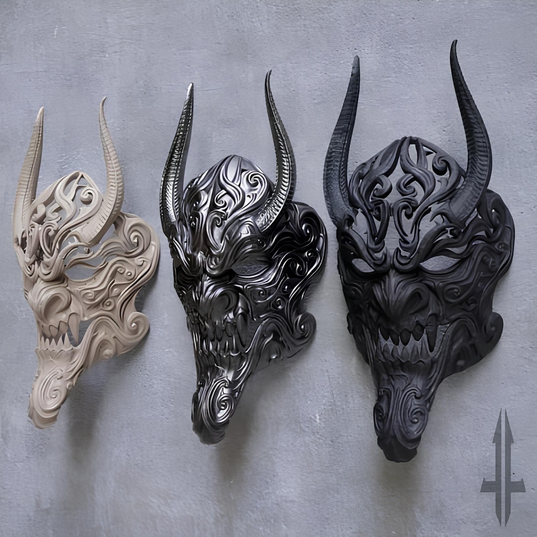 3D Printed Demon Mask Wall Lamp – Gothic LED Decor, Halloween - Etsy