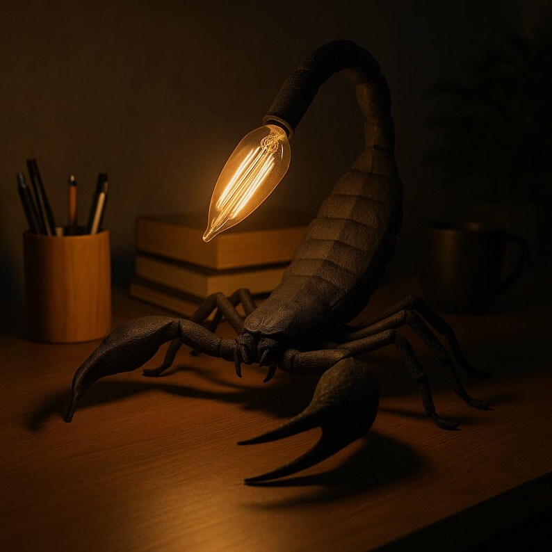 Handmade Scorpion Shaped Desk Lamp - Gothic Home Decor With Bulb ...