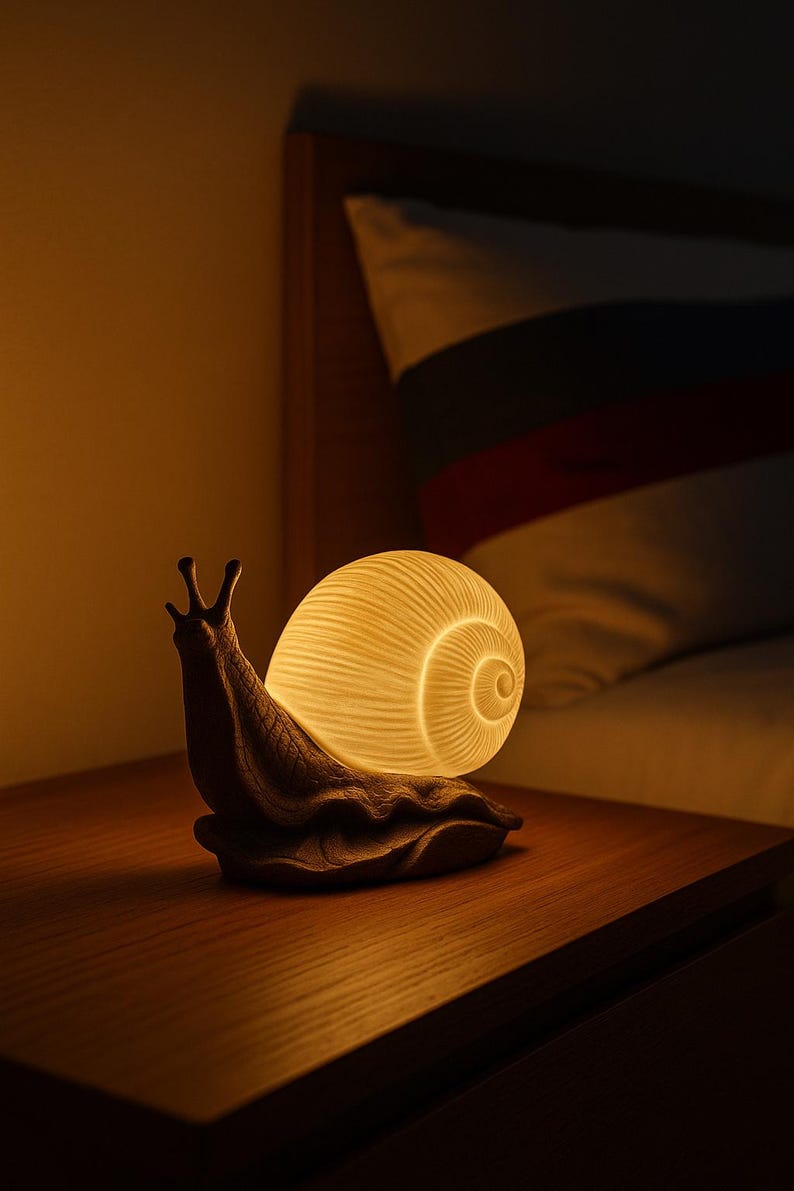 Snail Lamp Exotic Home Decor, Natural Desk Lamp - Etsy