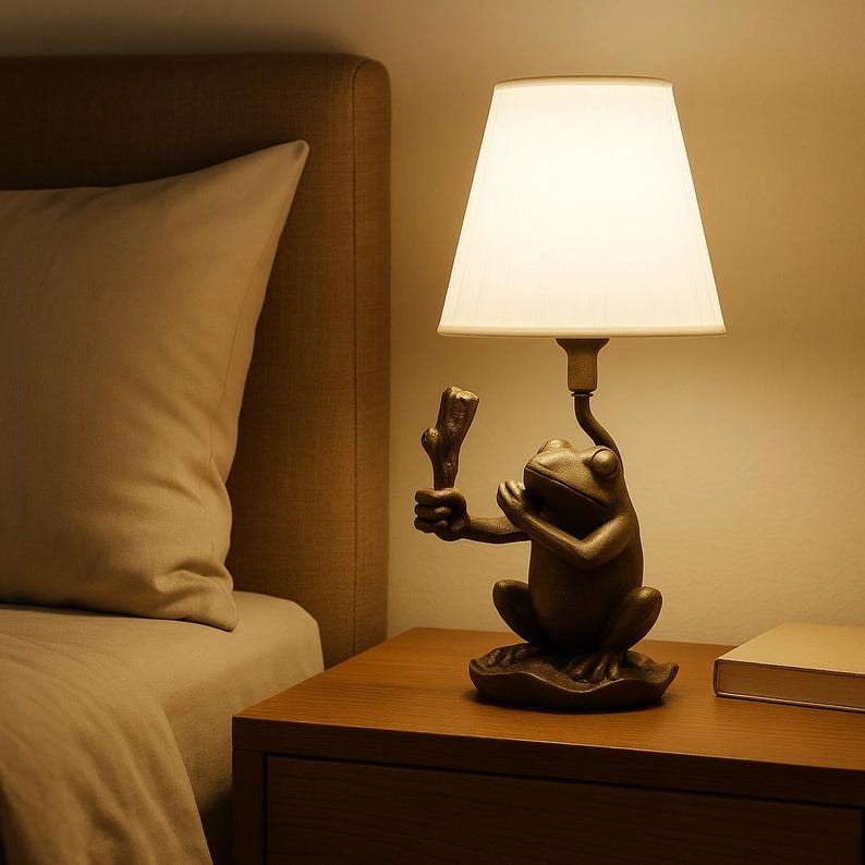 Frog Table Lamp With White Shade – Animal Design Home Lighting - RGB ...