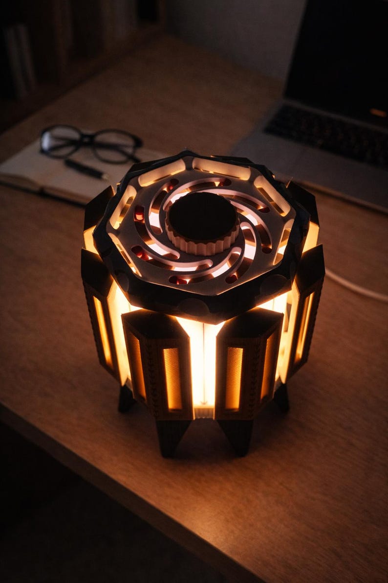 Sci-fi Reactor Lamp – Futuristic Ambient Desk Light With Warm Orange ...