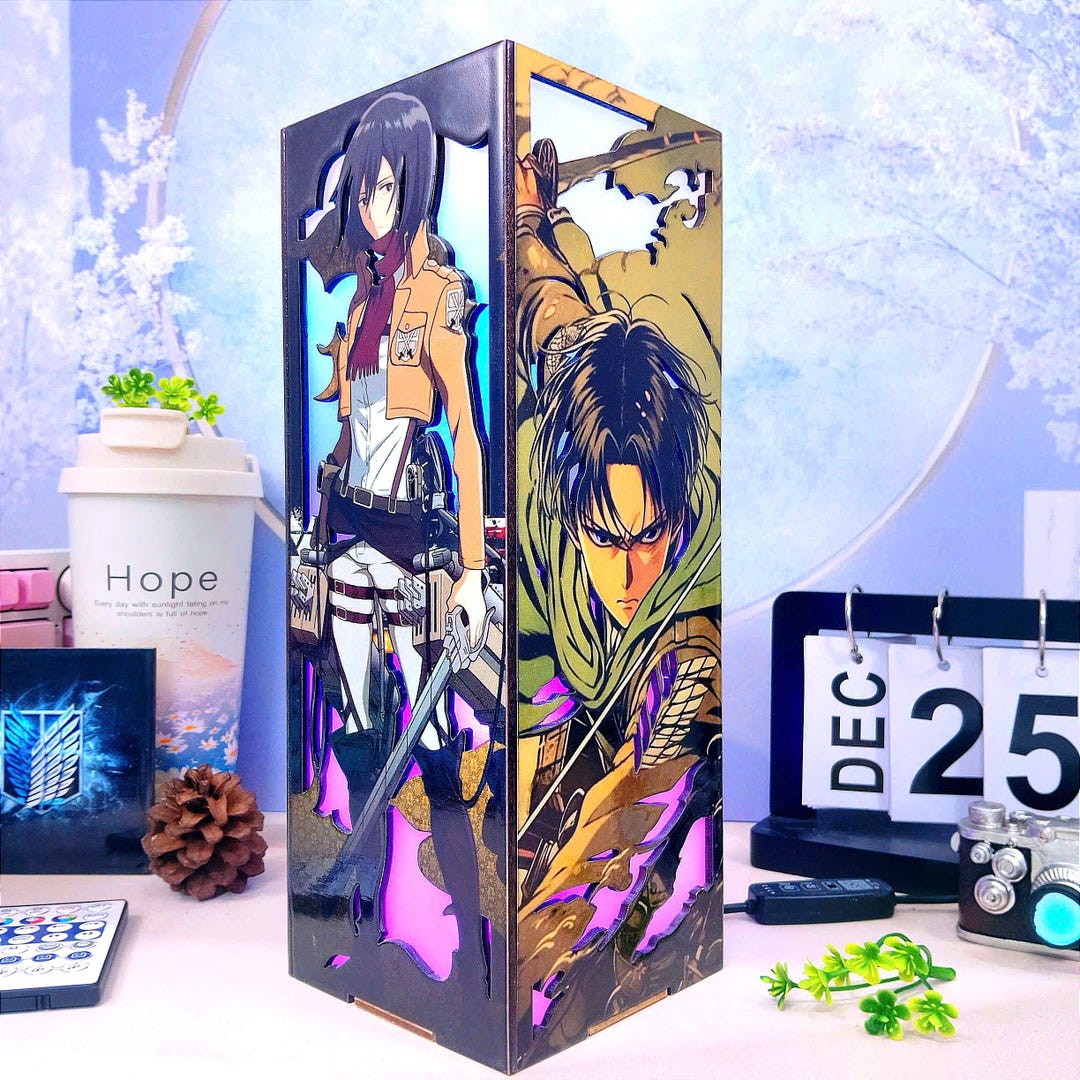 AOT Titan Battle- Wooden Box Lamp, Best Warrior Leader Led, RGB LED ...