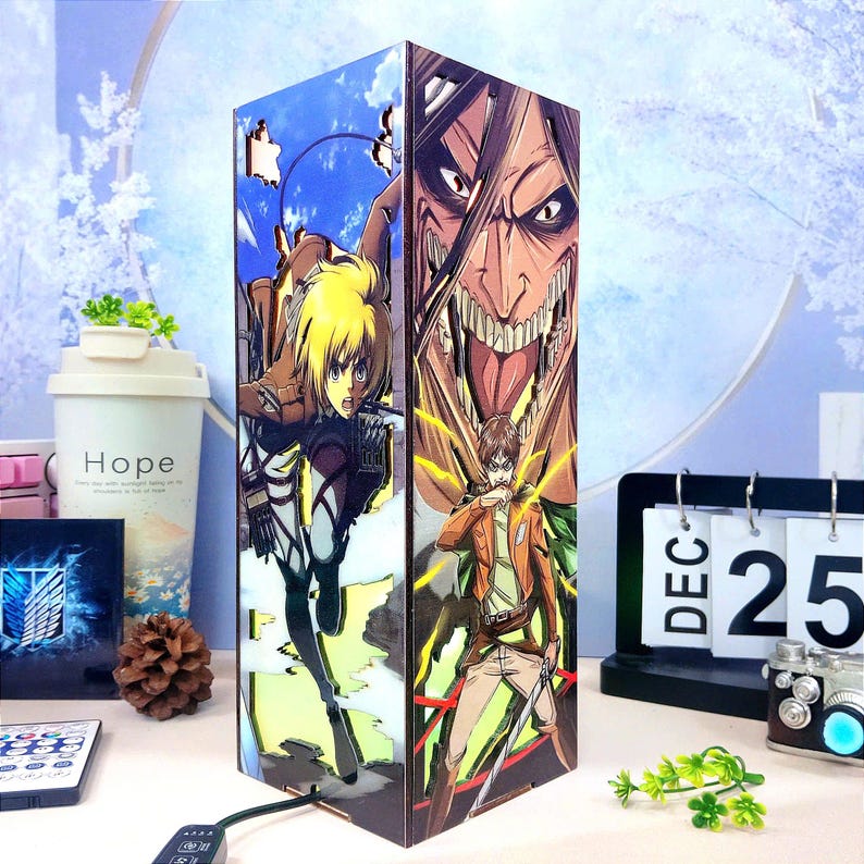 AOT Titan Battle- Wooden Box Lamp, Best Warrior Leader Led, RGB LED ...
