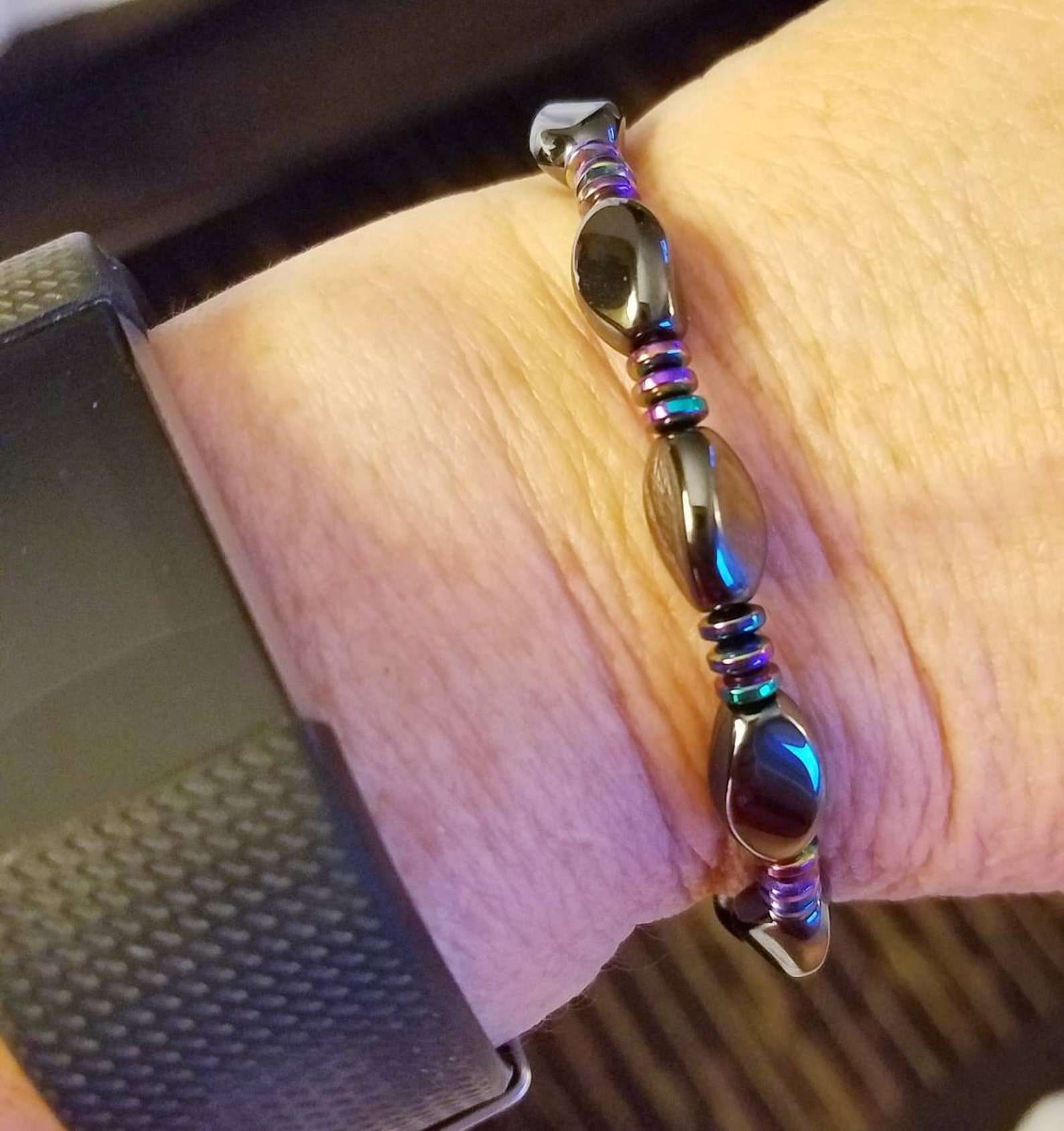Magnetic Bracelet Holistic Pain Therapy Black and Rainbow Custom Sized ...