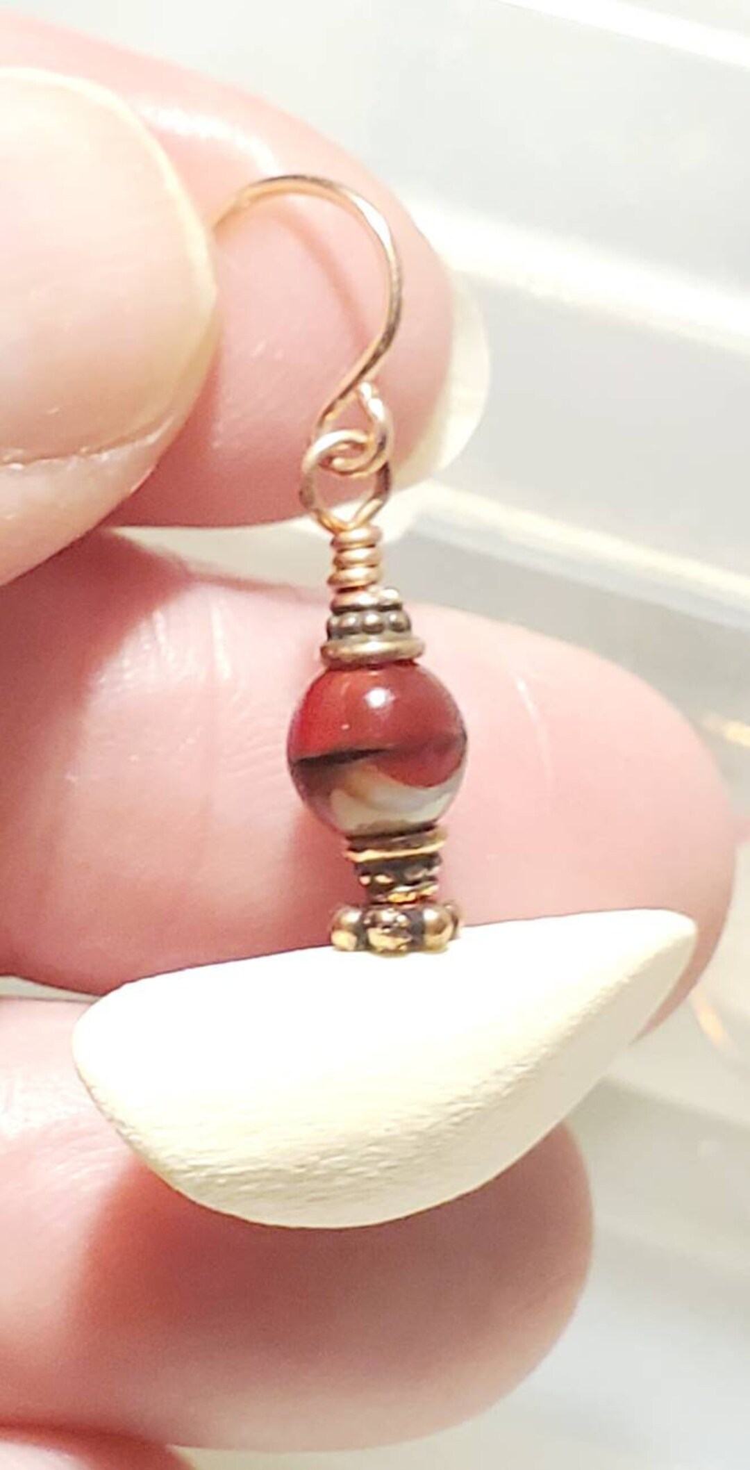 Ethnic BOHO Stick Earrings Earthy Design Copper Dangle Bleached Wood ...