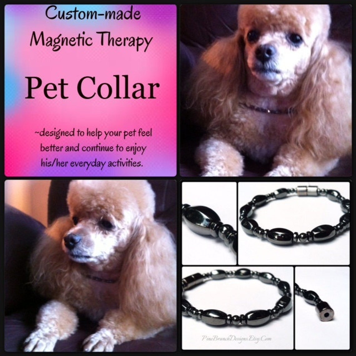 Magnetic Pet Collar Holistic Pet Therapy Pain Relief Custom - Etsy