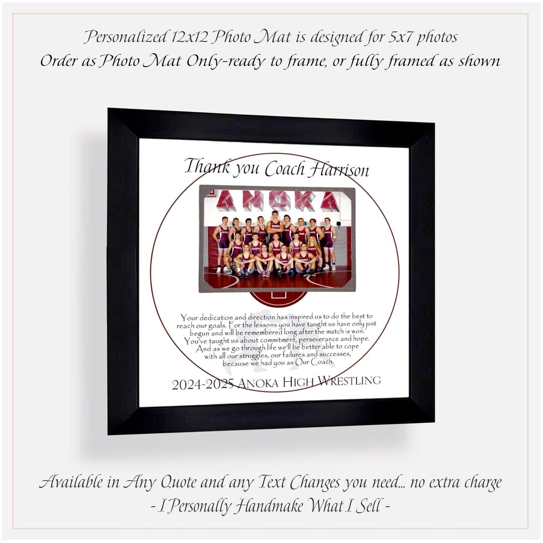 Personalized Wrestling Coach Team Photo Frame, Customizable Gift for ...