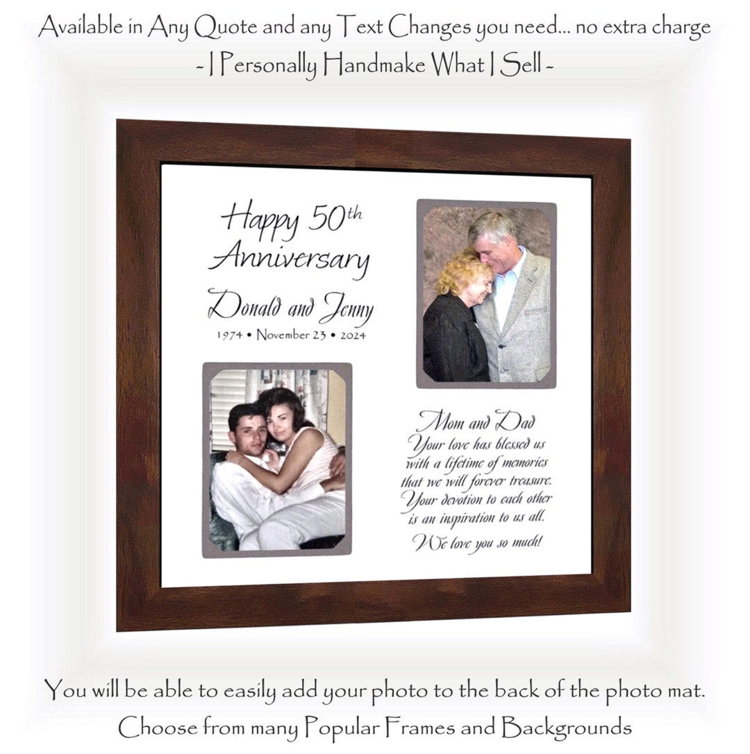 Elegant Golden Anniversary Photo Frame for Parents, 50th Wedding ...