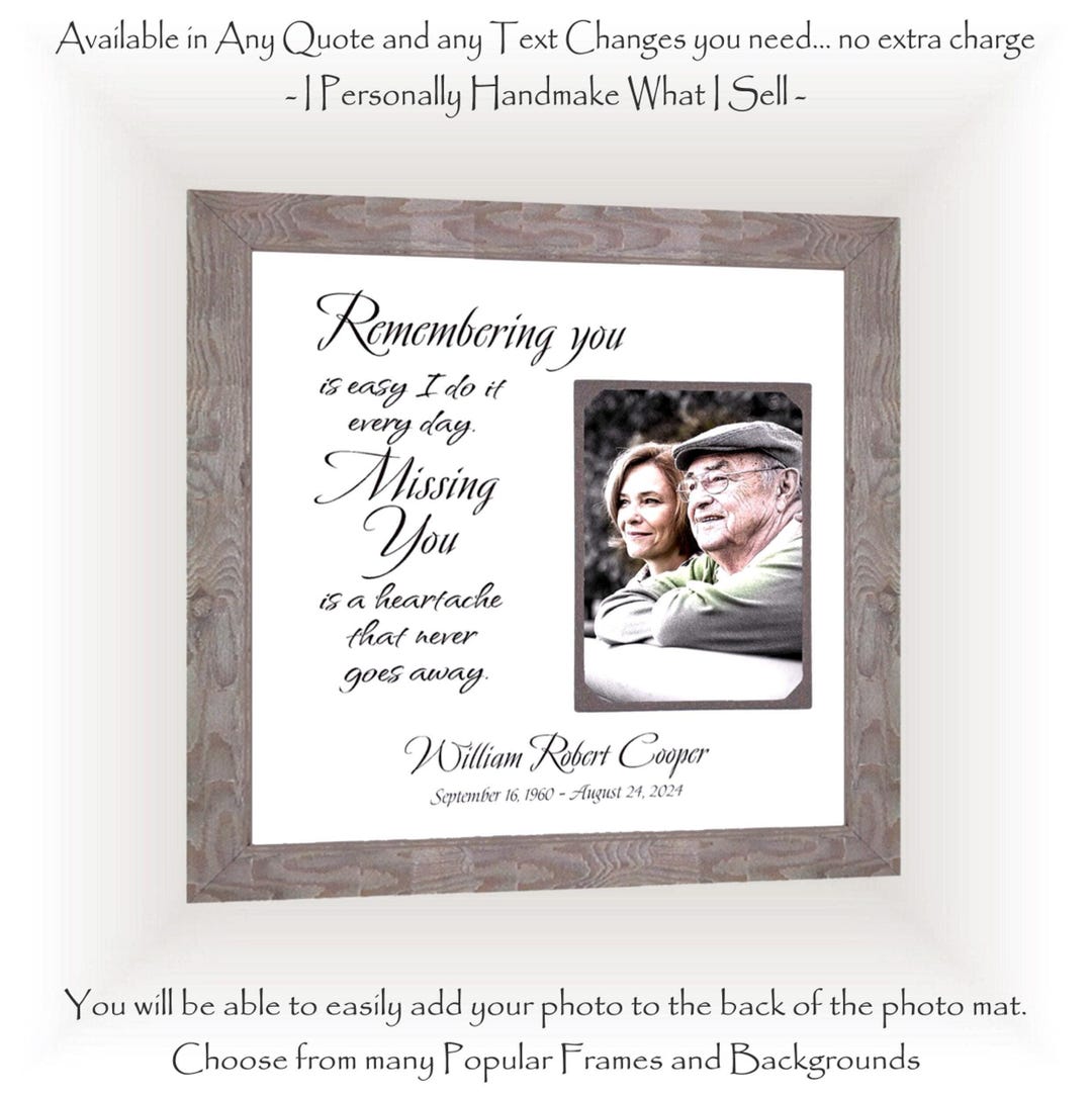 Elegant Personalized Memorial Picture Frame for Loss of Loved One ...