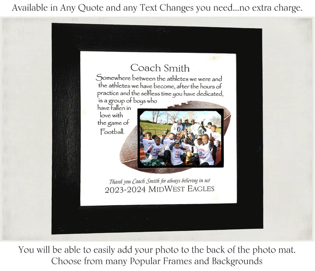 Personalized Football Coach Frame, Team Photo Frame, Sports Banquet ...