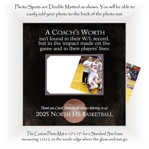 Basketball Coach Photo Frame Mat, Custom Team Design (12x12 Inches) - Etsy