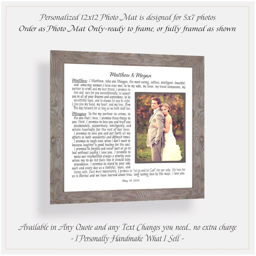 Personalized Wedding Anniversary Vows Song Lyrics Photo Frame for Bride ...