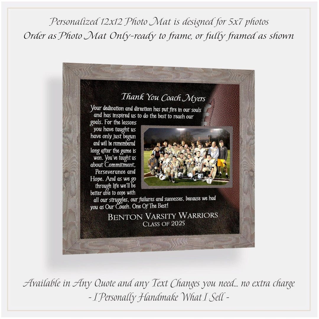 Personalized Football Coach Photo Frame: End of Season Gift, Team ...