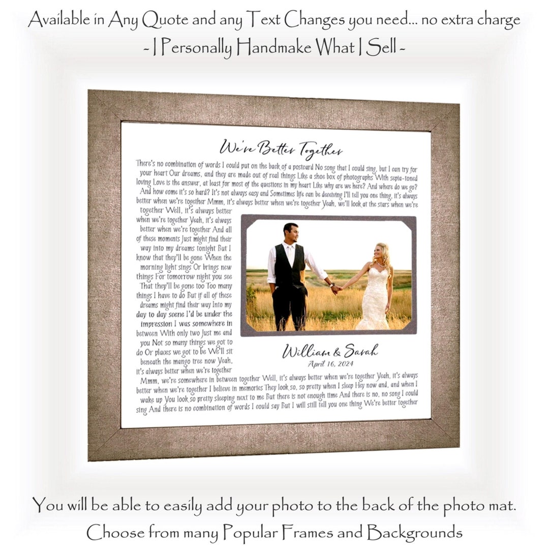 First Dance Song Lyrics Print, Custom Framed Wedding Song Lyrics, 1st ...