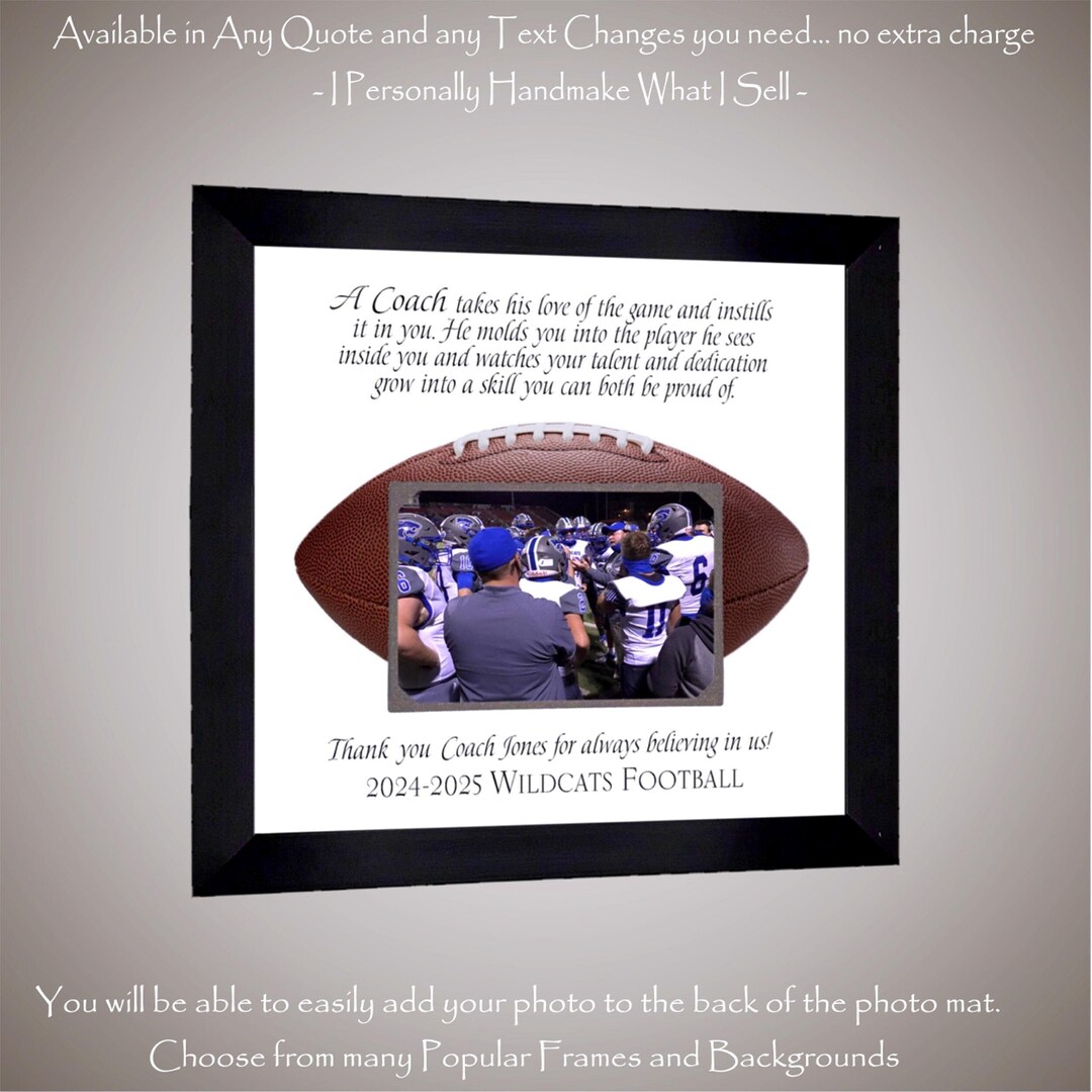 Custom Team Photo Frame for Football Coach, Personalized End of Season ...