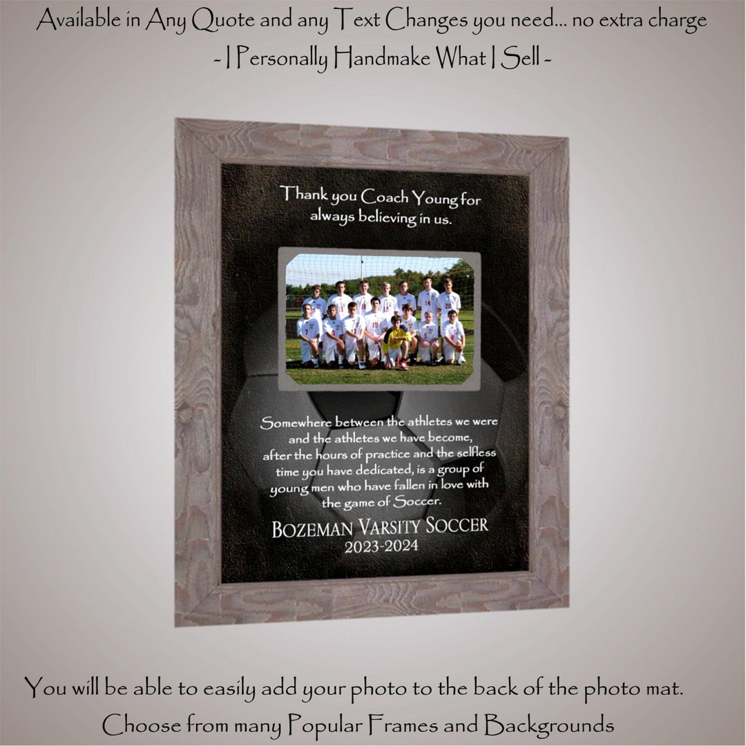 Personalized Soccer Coach Frame Custom Quote & Photo Mat Gift Thank You ...