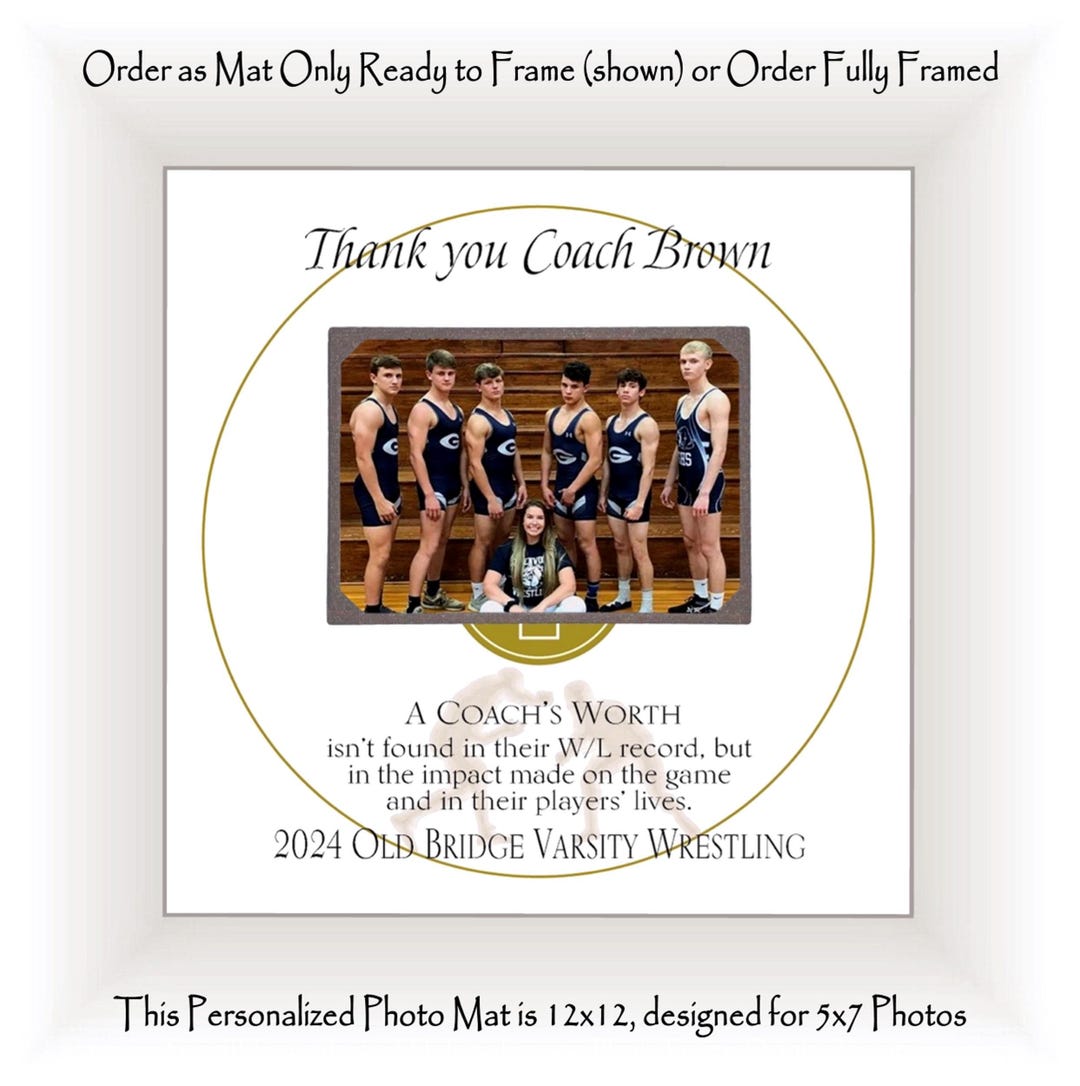 Custom Team Photo Frame for Wrestling Coach - End of Season Thank You ...