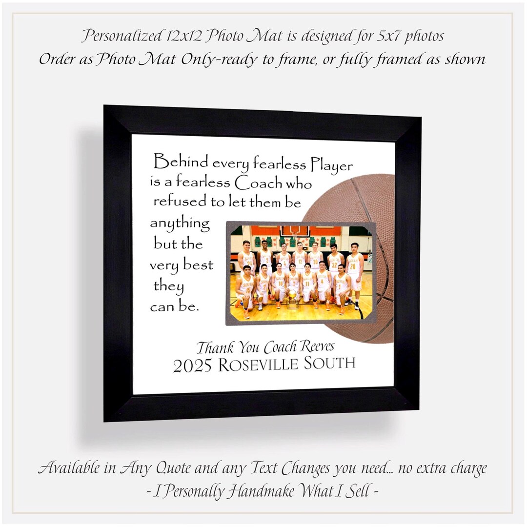 Personalized Team Photo Frame for Basketball Coach, End of Season ...