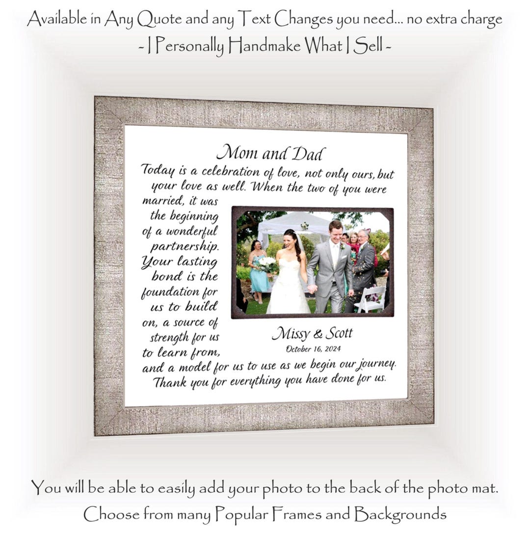 Personalized Wedding Photo Frame for Parents, Customized Gift From ...