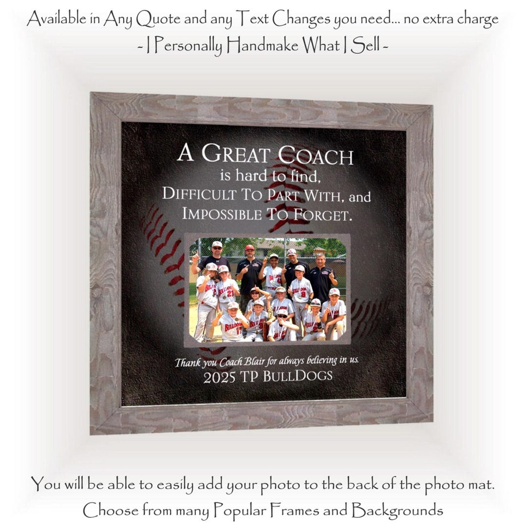 Custom Team Photo Frame for Baseball Coaches, Personalized End of ...