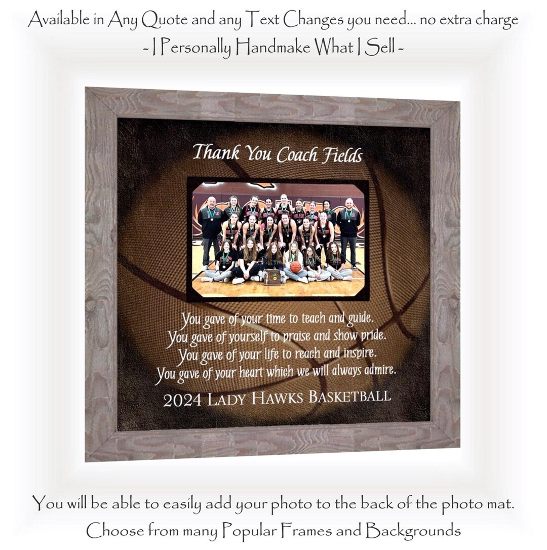 Custom Basketball Coach Team Photo Frame - End of Season Thank You Gift ...