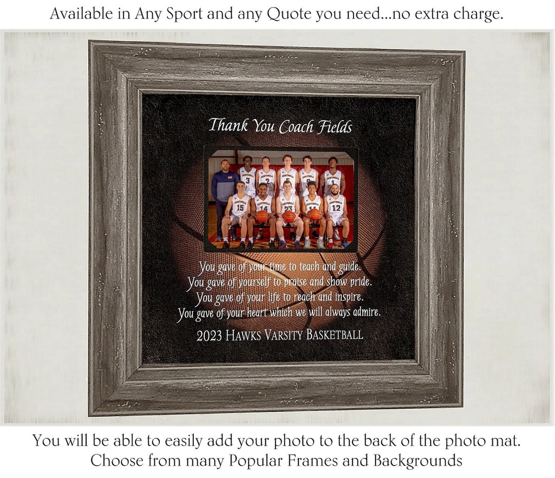 Team Gift for BASKETBALL Coach End of Season, Coach Photo Picture Frame ...