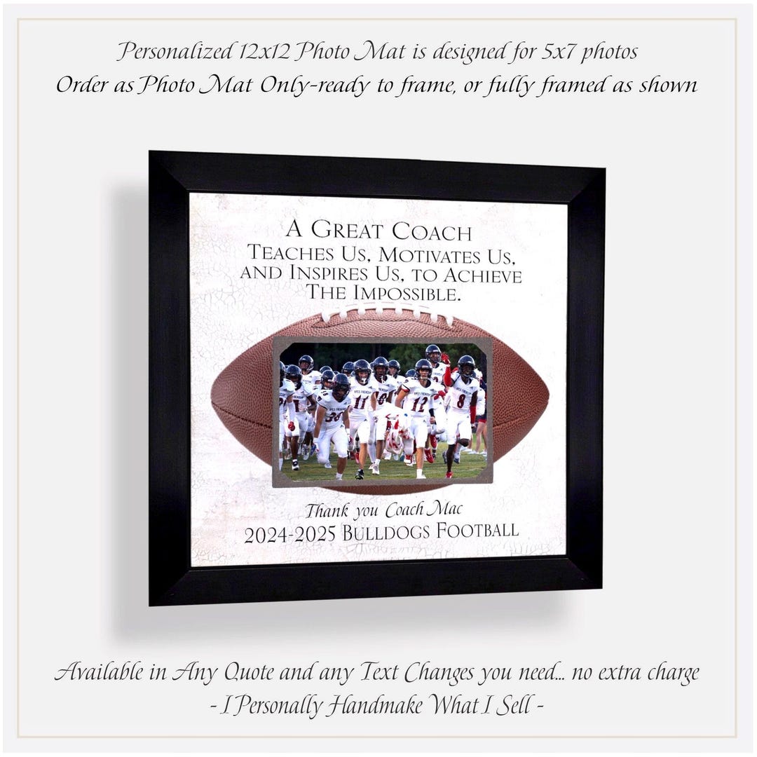 Coach Award Frame: Custom Team Photo Mat (handmade 12x12 Size) - Etsy
