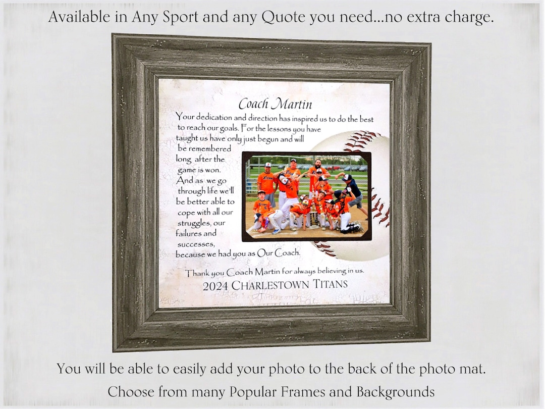 Team Gift for Baseball Coach End of Season, Coach Frame Gift, Baseball ...