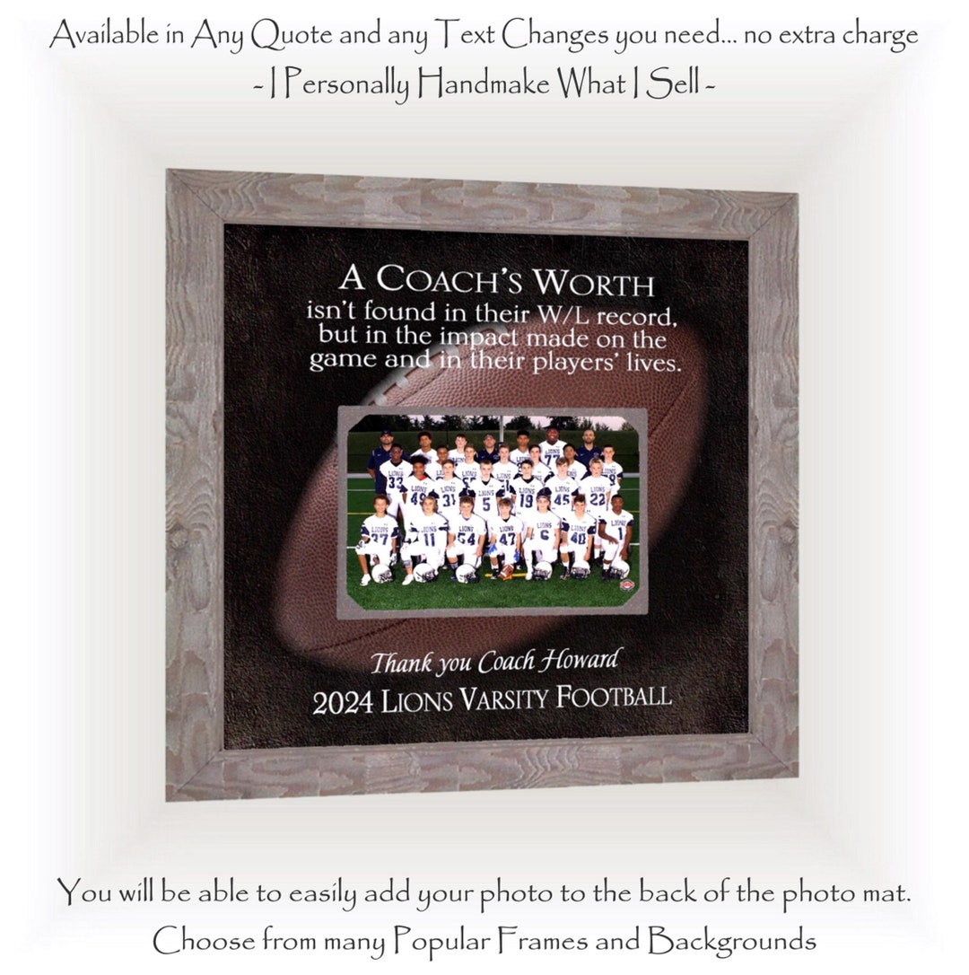 Custom Team Photo Frame for Football Coach, End of Season Appreciation ...