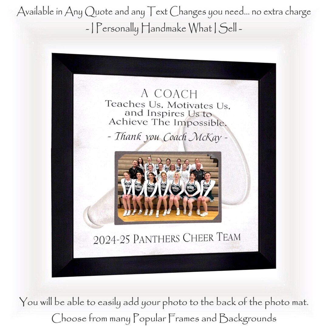 Custom Cheer Coach Photo Frame Mat - Personalized ANY Sport Team Thank ...
