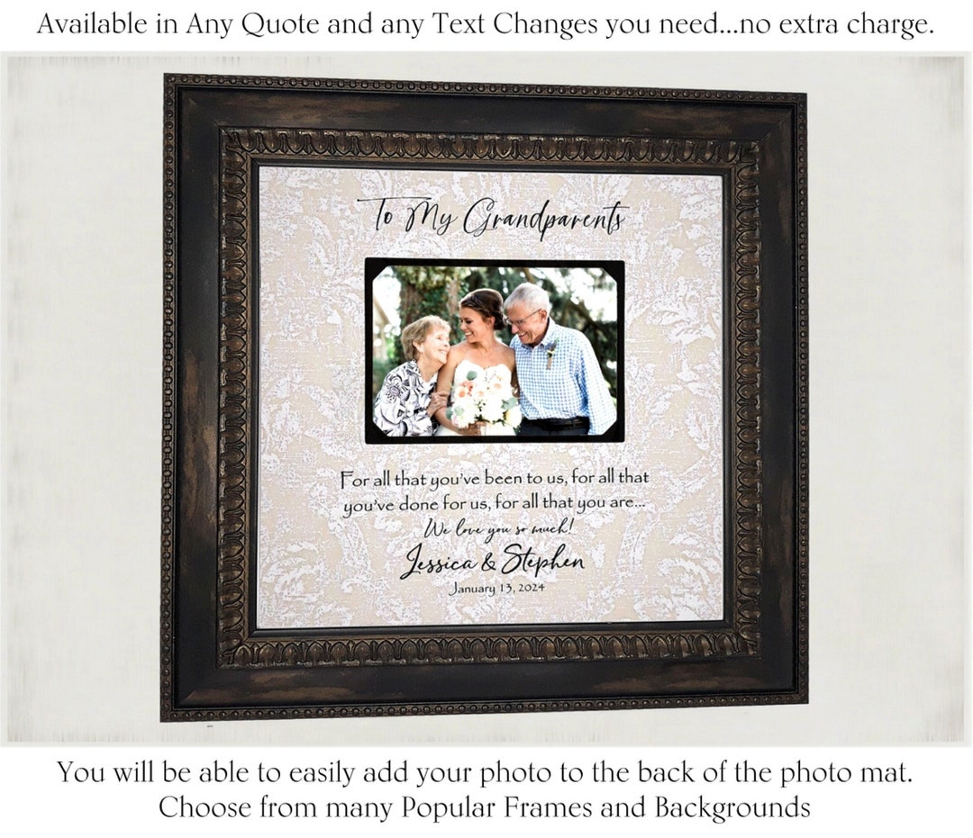 Grandparents of the Bride Groom Wedding Frame Gift for Grandma Grandpa ...