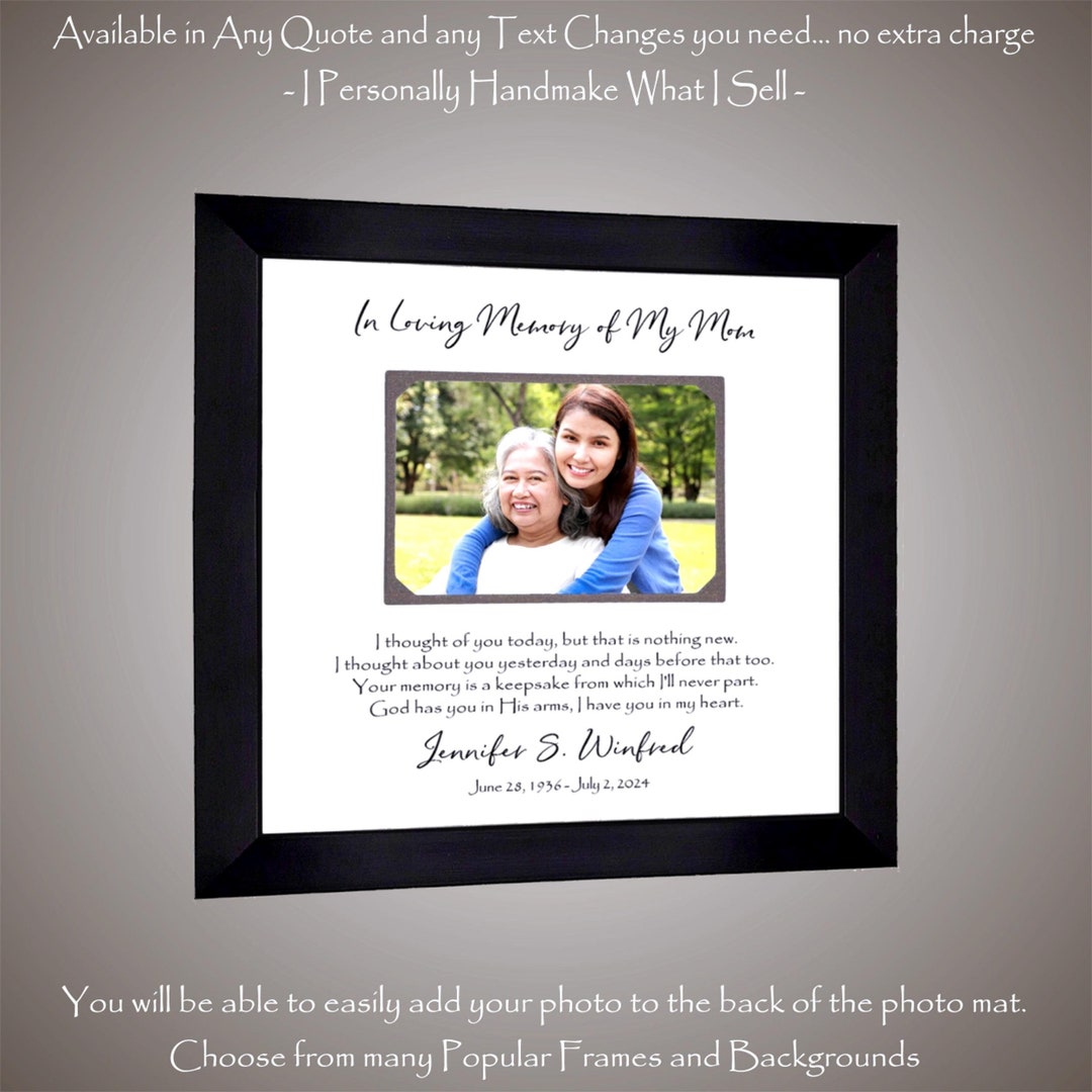 Handcrafted Memorial Photo Frame for Parents Personalized Remembrance ...