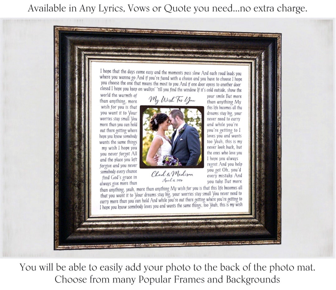 Wedding Gift Song Lyrics, 1st Anniversary Gift, Gift for Her, First ...