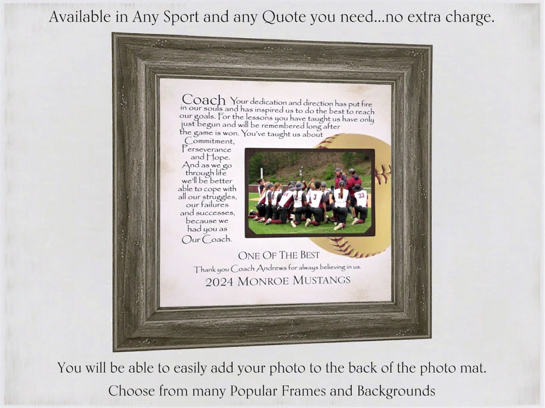 Handmade Softball Coach Photo Frame Personalized Coach Appreciation ...