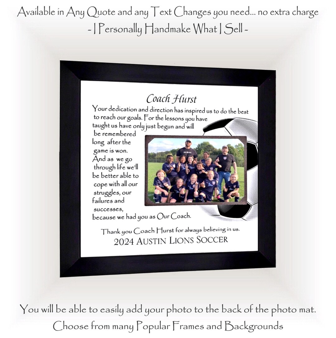 Personalized Soccer Coach Team Photo Frame Gift, End of Season Soccer ...