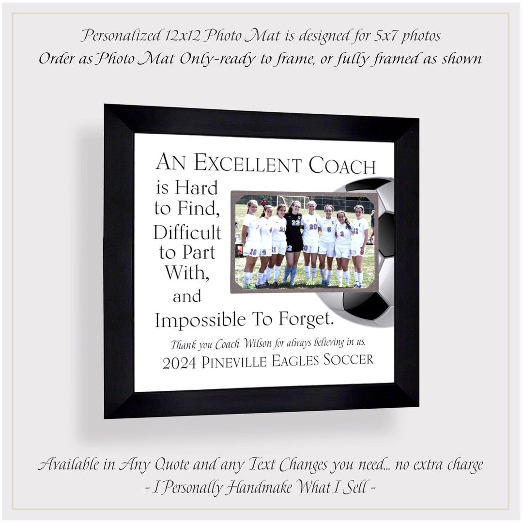 Soccer Coach Photo Mat, Personalized Keepsake (12x12 Frame, 5x7 Slots ...
