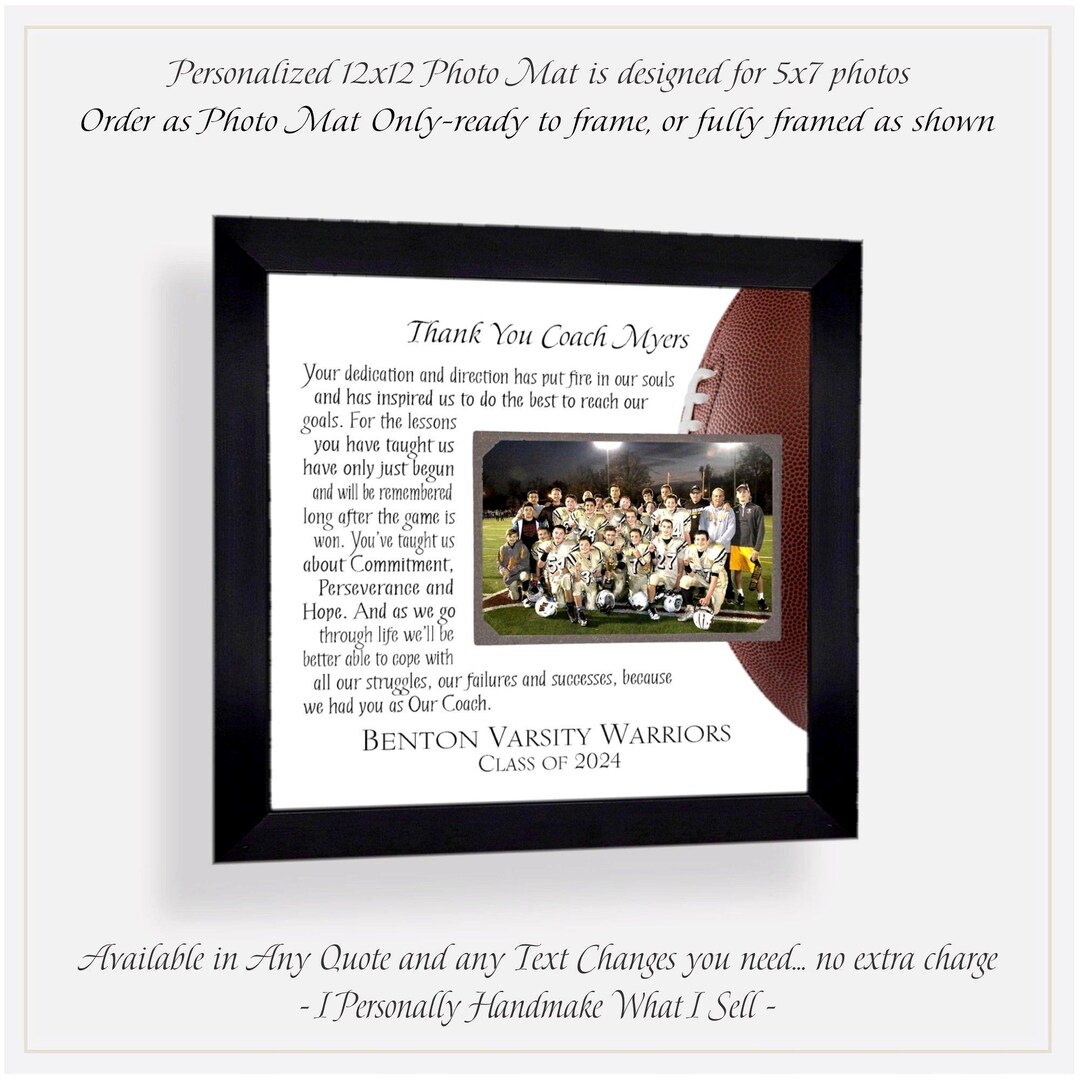 Coach Team Photo Frame: Personalized Football Design - Fits 5x7 Photos ...