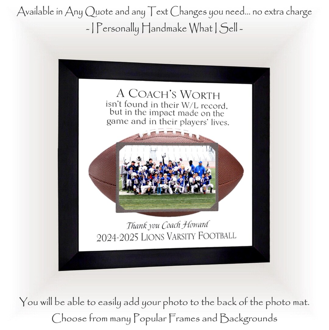Personalized Football Coach Team Photo Frame, Celebrate Season ...