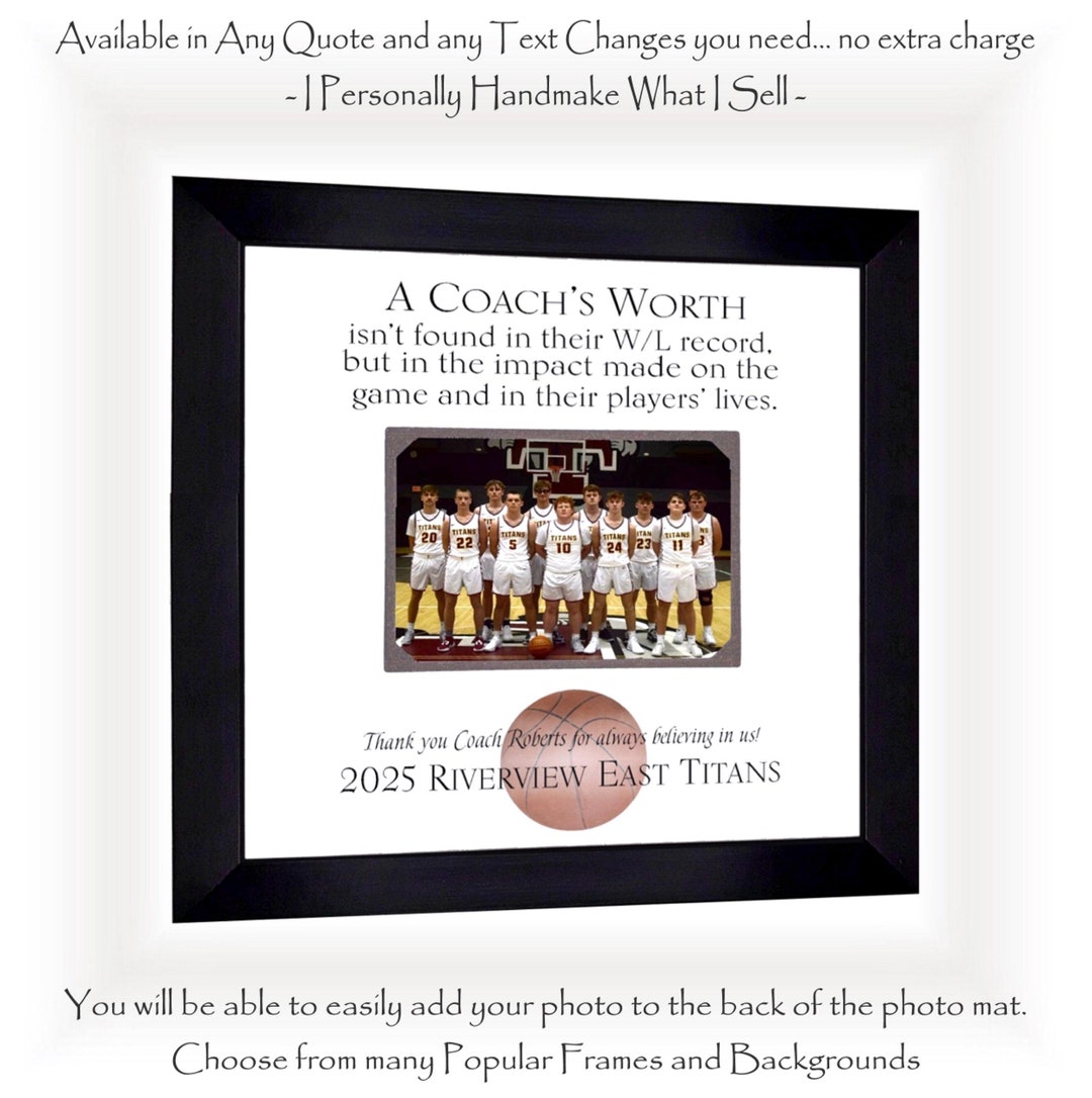 Custom Basketball Coach Picture Frame Personalized End of Season Gift ...