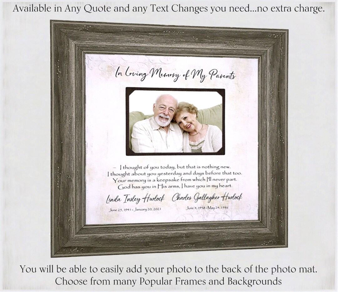 Loss of Mother, Loss of Father, Memorial Frame for Loss of Parents ...