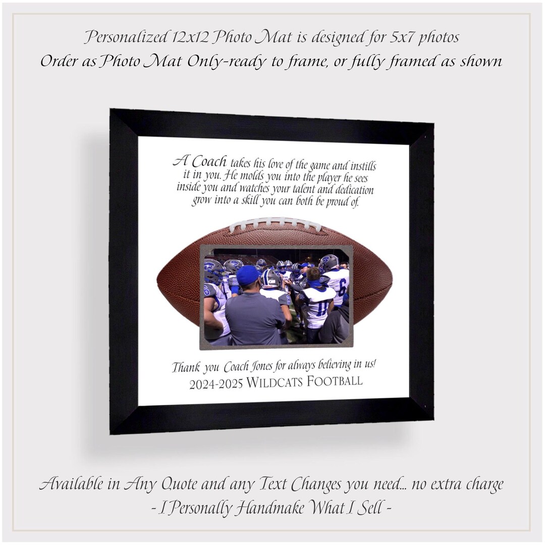 Personalized Football Coach Photo Frame – Senior Night Gift, 12x12 Wood ...