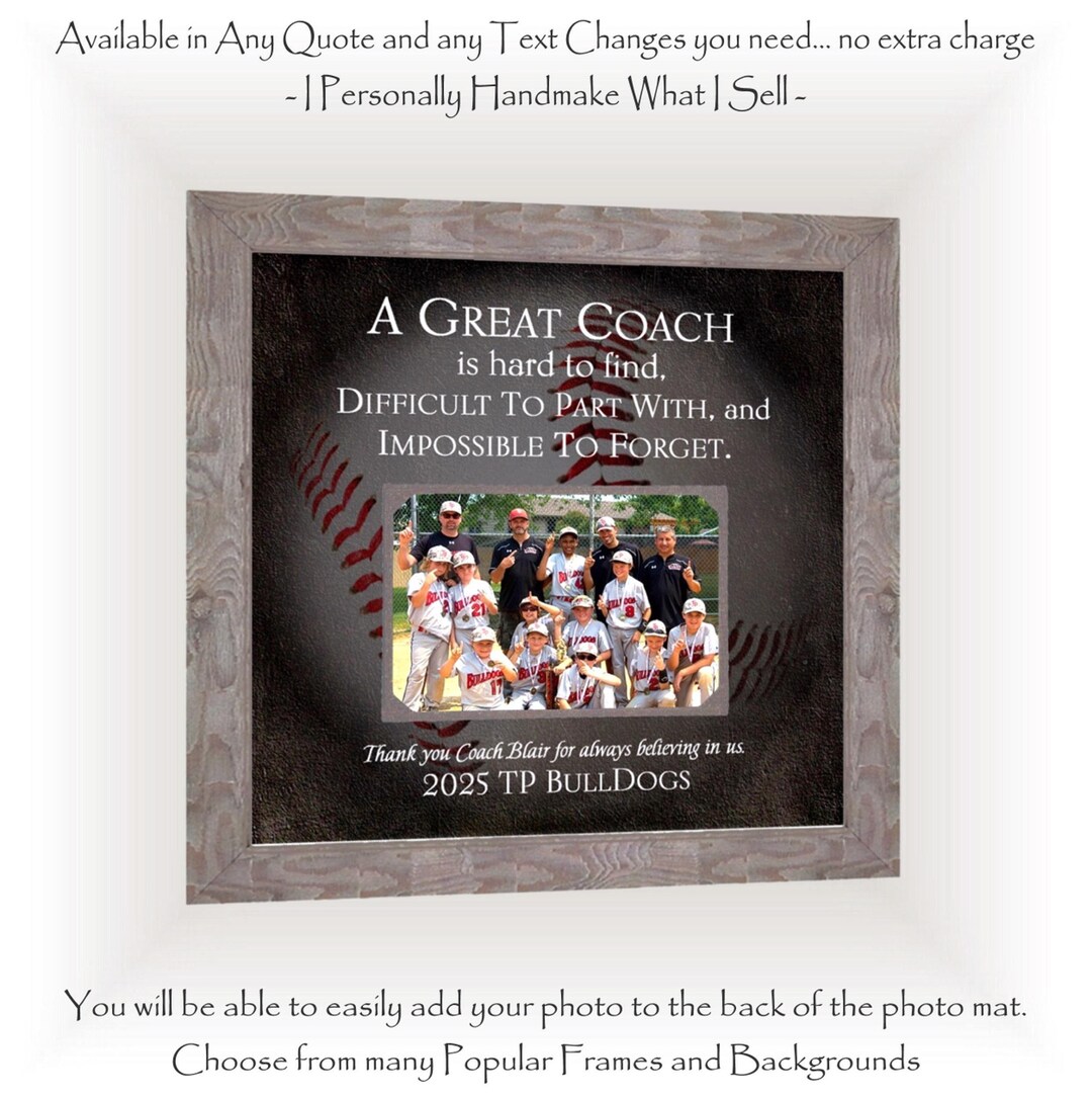Custom Baseball Coach Team Photo Frame Mat - Personalized End of Season ...